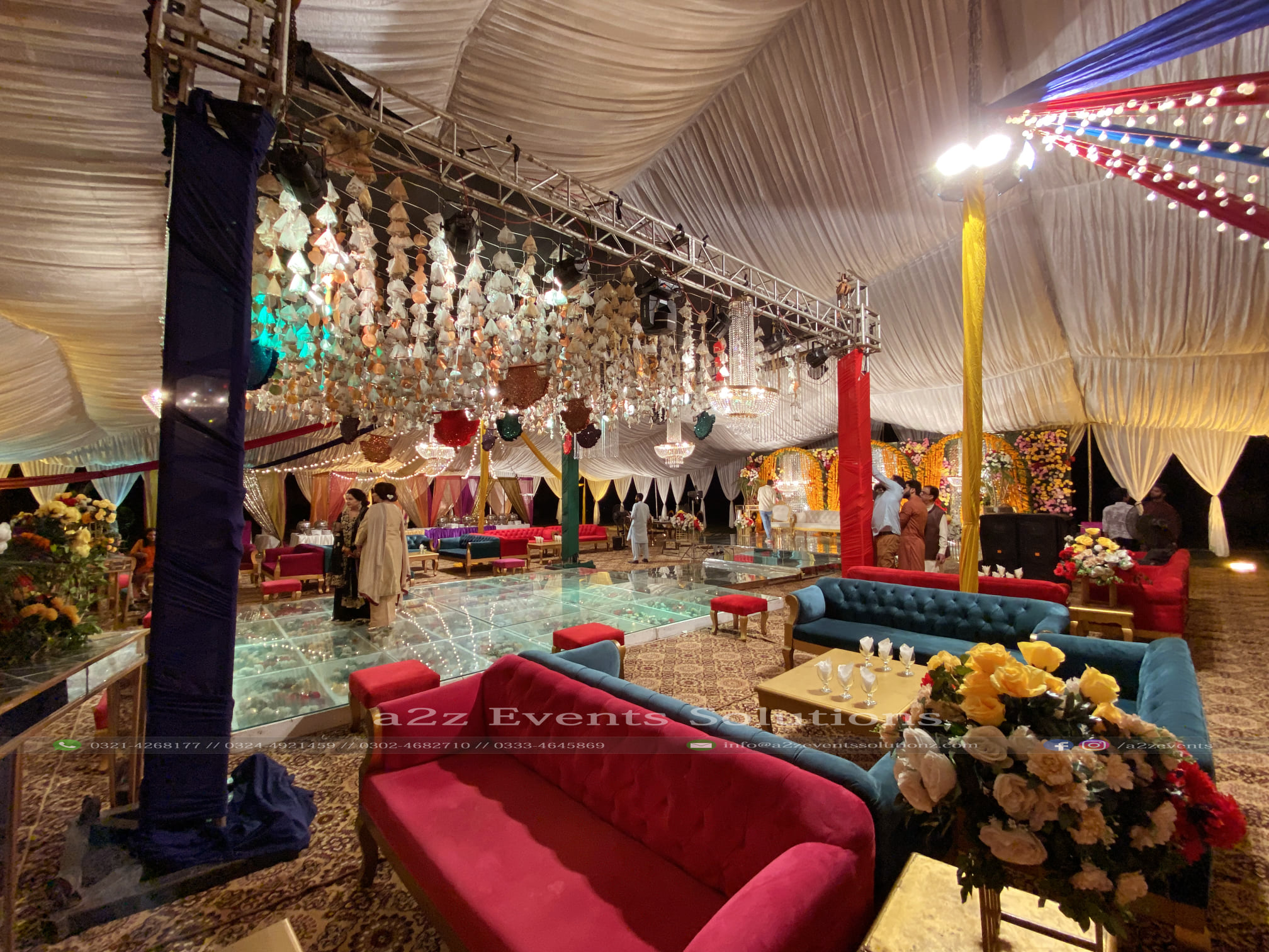 Mehndi Setup With Multicolored Decor - A2z Events Solutions