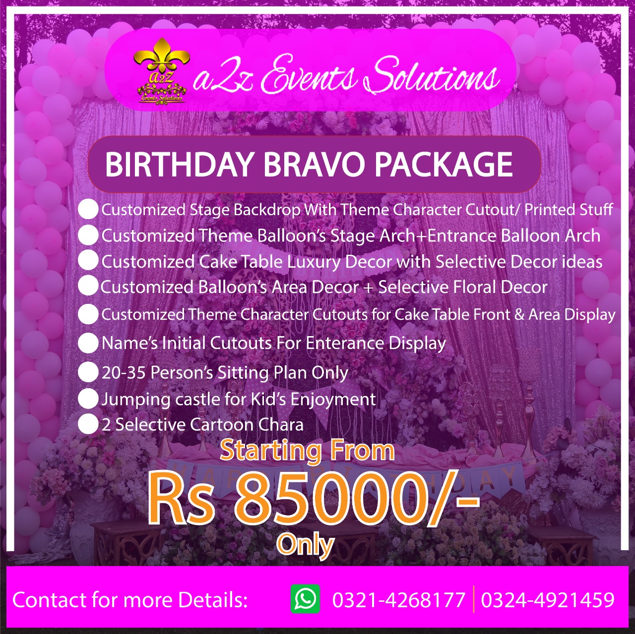 Wedding Packages | Decor Packages | Birthday Packages | a2z Events