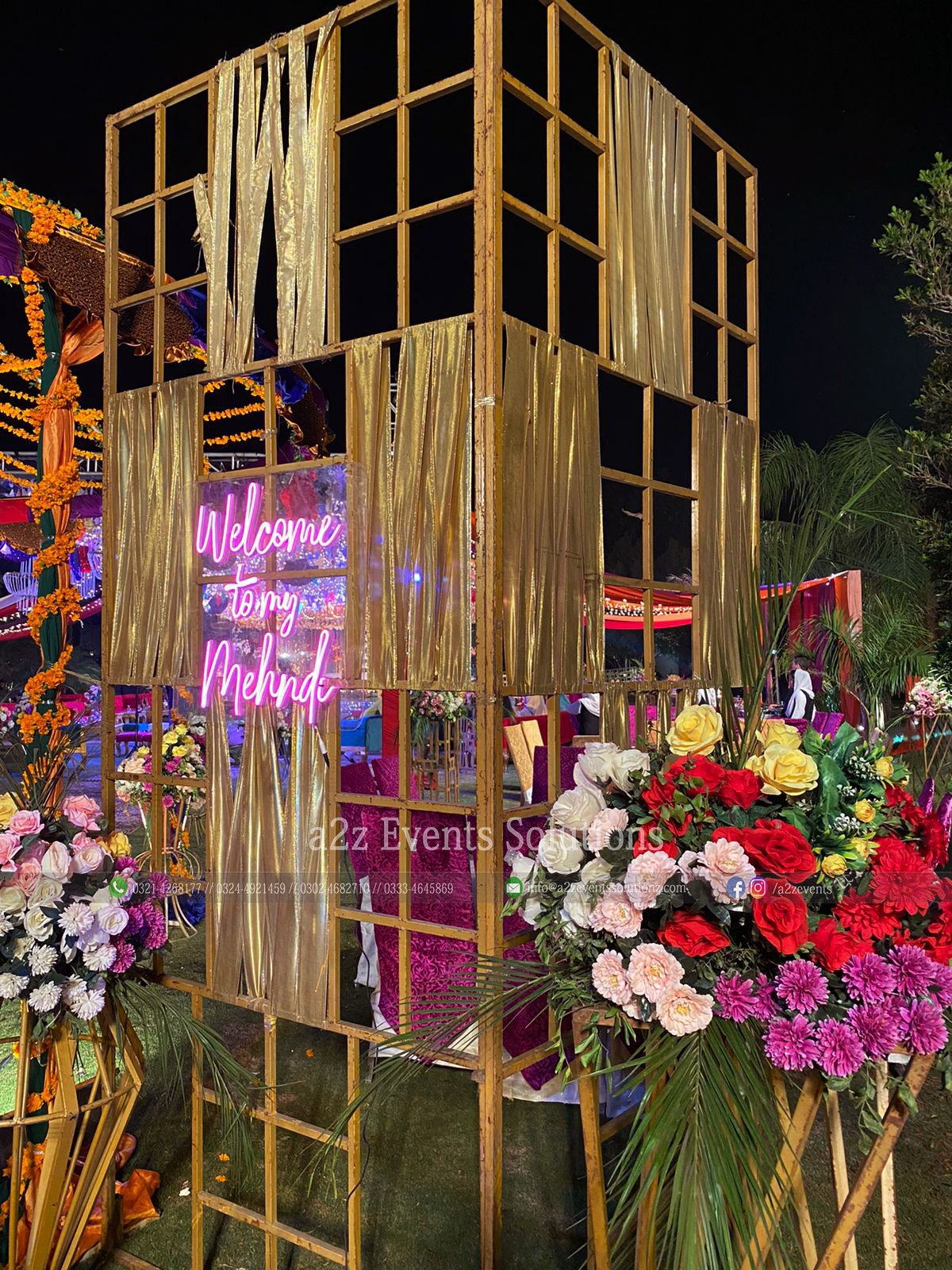 Multicolored Mehndi Setup & Decor - A2z Events Solutions