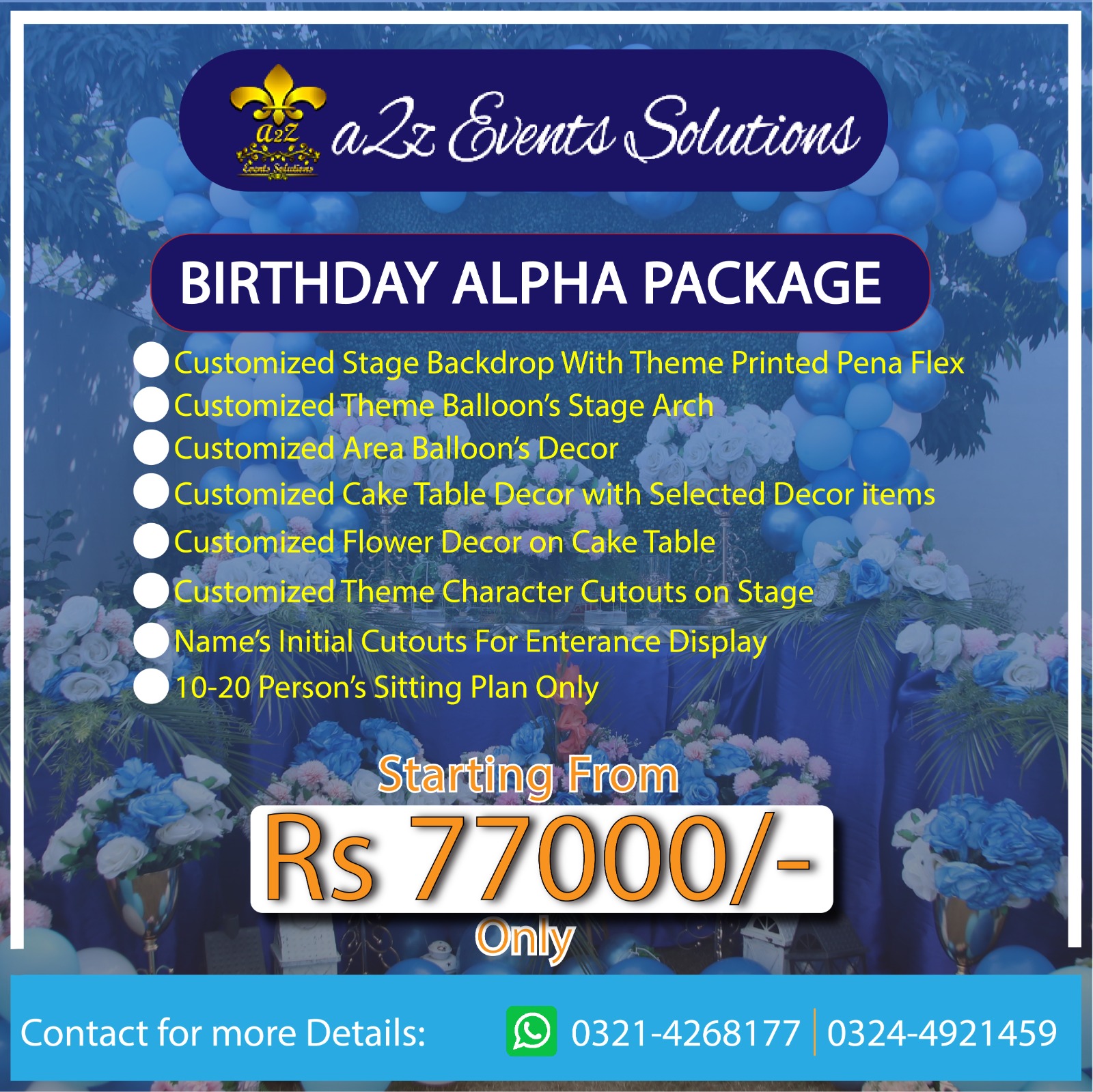 Weddings & Decorations Packages | Birthday Packages by a2z